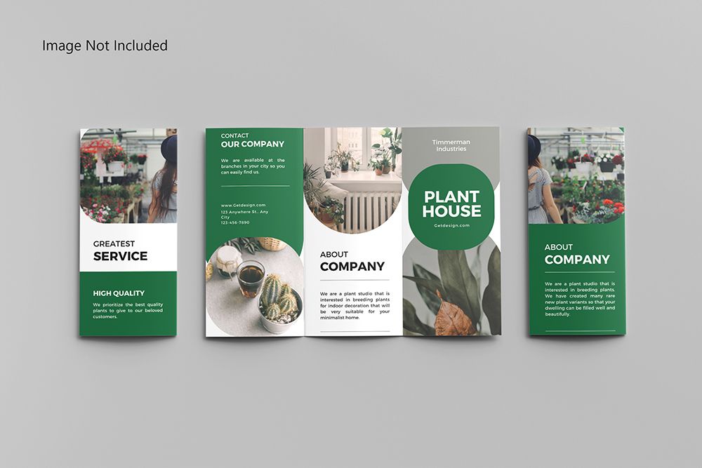 فایل لایه باز بروشور سه لت ویژه گل و گلخانه با رنگ سبز - GFXtreme